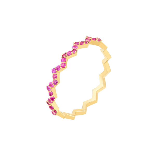 14K Gold Zig Zag Ruby Band – David's House of Diamonds