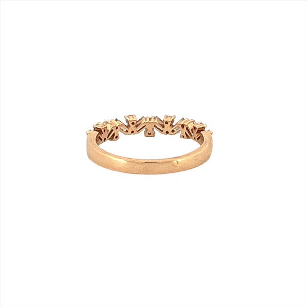 14K Gold Staggered Baguette and Round Diamond Fashion Art Deco Band ...
