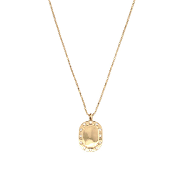 14K Gold Oval Token Bezel Frame Diamond Pendant Necklace – David's ...