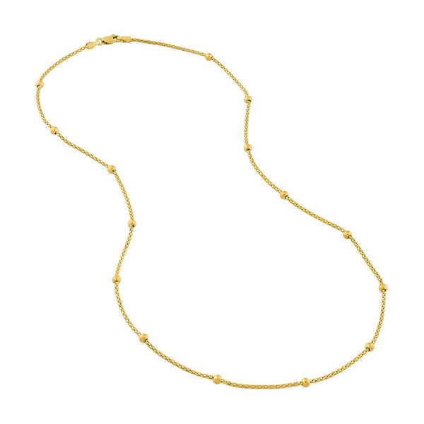 14K Gold Diamond Cut Beaded Popcorn Chain Necklace – David's House of ...