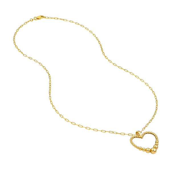 14K Gold Graduated Open Bead Heart Pendant Necklace – David's House of ...